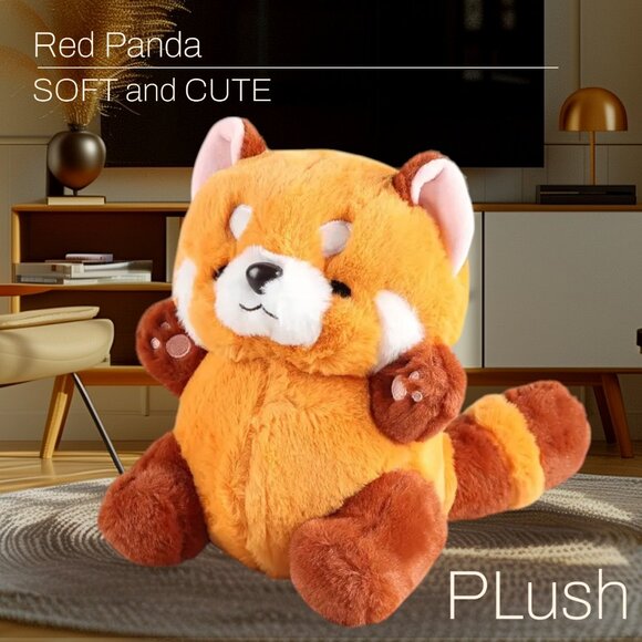 PMARK | Toys | 378inch Cute Red Panda Bear Tummy Time Pillow Plush Toy ...